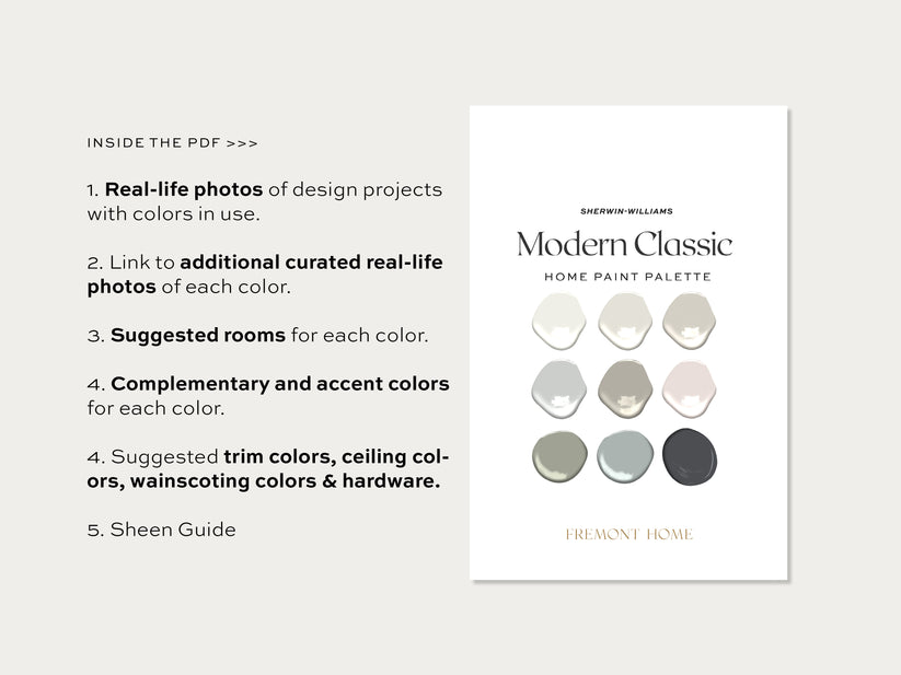 Sherwin Williams Modern Classic Home Paint Color Palette – Fremont Home